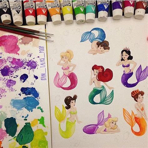 Ariel And Her Sisters Disney Art