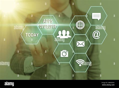 Text Sign Showing Apps Developer Business Photo Text Graphic Artist Software Programmer And