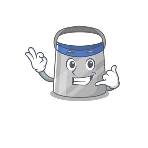 Caricature Design Of Face Shield Showing Call Me Funny Gesture Stock