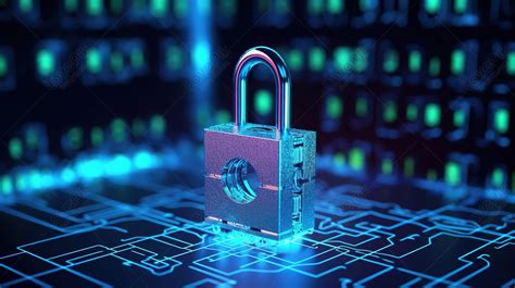 Enhancing Cybersecurity Aesthetic 3d Render Of Network Connection And Padlock Design With Ample