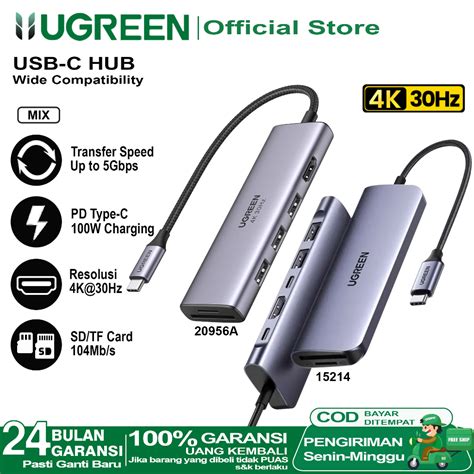Jual Ugreen Usb Hub Type C To Usb 3 0 Hdmi Vga Tf Sd Card Ethernet