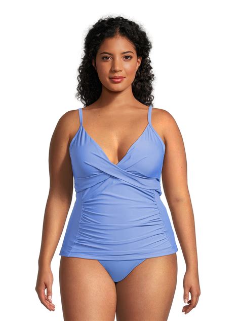 Nicole Miller Womens Plus Size Twist Front Plunge Tankini Top