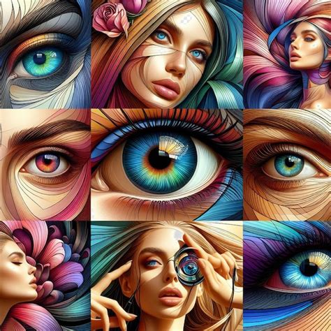 Premium Psd Hyperrealistic Female Iris Eye Makro Face Skin Colorful