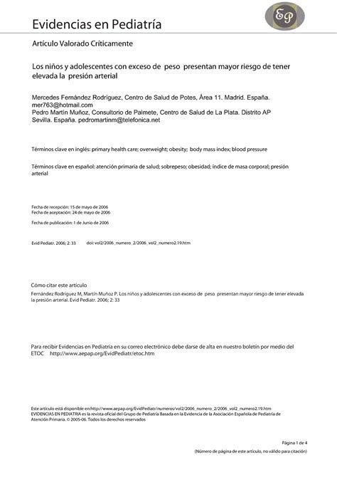 Evidencias En Pediatria Los Niños Con Sobrepeso Evidencian Mayor
