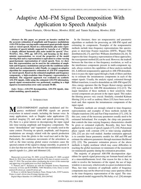 pdf adaptive am fm signal decomposition with application to speech