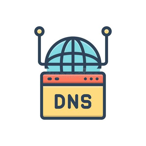 Color Illustration Icon For Dns Server And Cloud Stock Vector