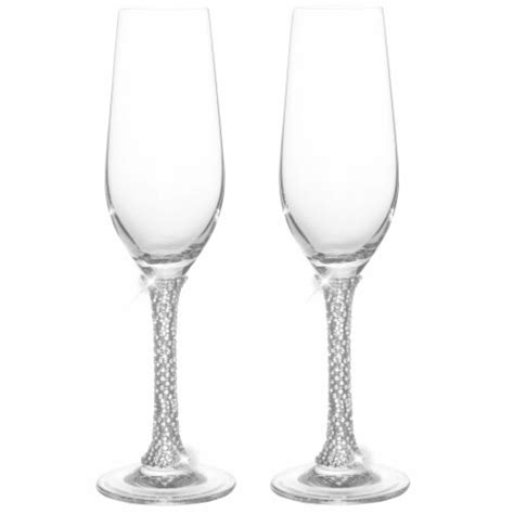 Aisle26 Champagne Toasting Flutes With Rhinestone Embellished Stem