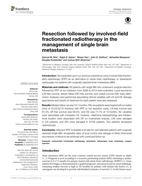 Pdf Resection Followed By Involved Field Fractionated Radiotherapy In