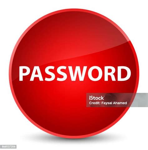 Password Elegant Red Round Button Stock Illustration Download Image