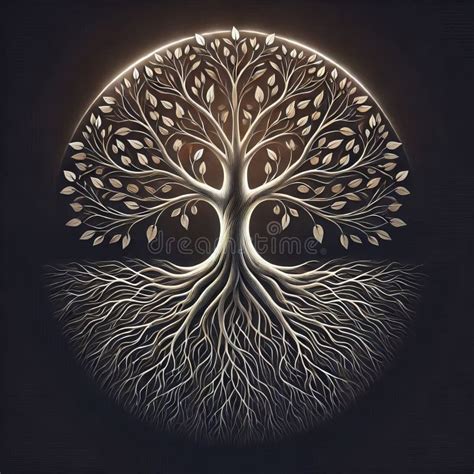 Tree Of Life With Roots Reaching Deep Symbolizing The Strength A Stock Illustration