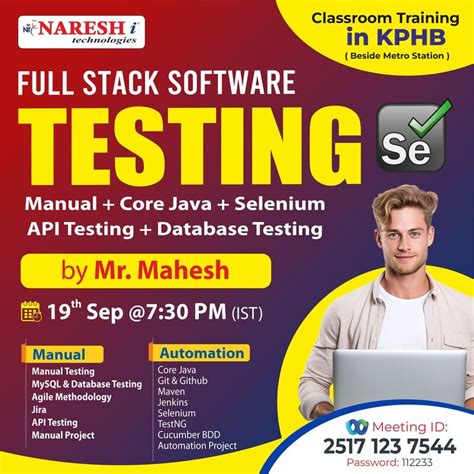 free demo on full stack software testing by mr mahesh esram tejasri posted on the topic