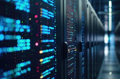 Code On Screens In Data Center Used To Troubleshoot Server Racks Close Up Of Script Upgrading