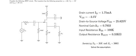 Solved Consider The Following JFET Circuit The Transistor Chegg