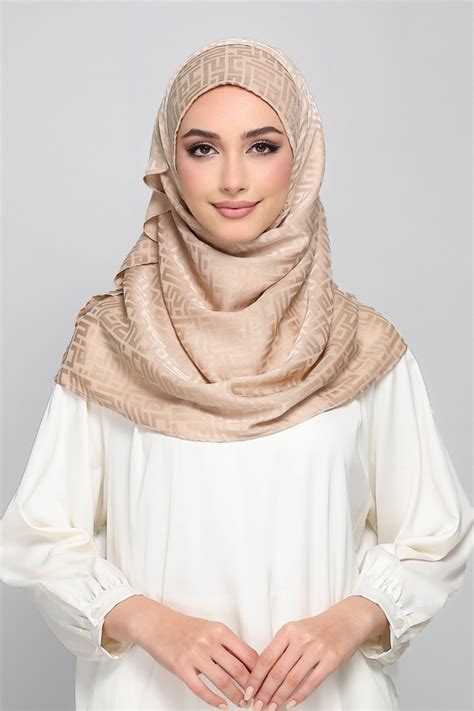 My Bokitta Bokitta Malaysia Hijab Plain Monogram Hazel Premium Plain Jacquard Crepe Satin