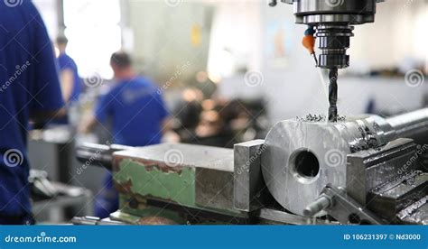 Cnc Metal Milling Lathe Machine In Metal Industry Stock Image Image Of Automobile Engine