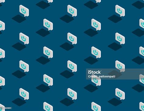 파워 사인 음성 버블 메시지 3d 아이소메트릭 원활한 패턴 기술 스타트업 컨셉 포스터 및 소셜 배너 포스트 디자인 일러스트레이션 파란색 배경에 격리된 공간 벡터 Eps 10