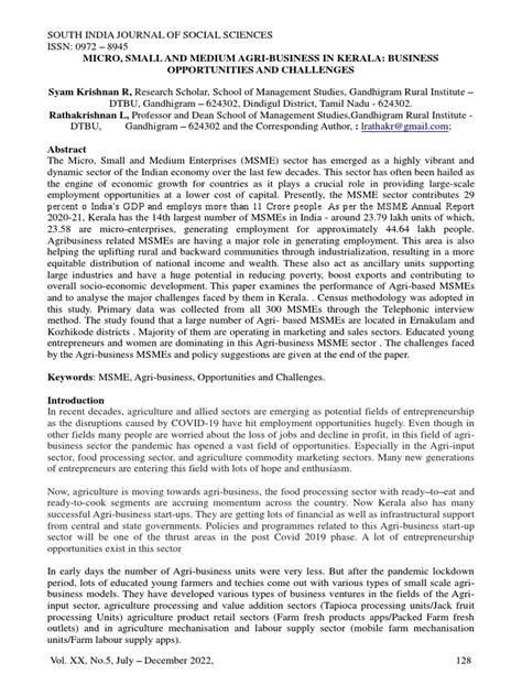 Micro Small And Medium Agri Business In Kerala Business Opportunities