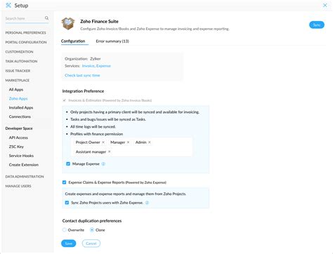Invoice Integration Online Help Zoho Projects