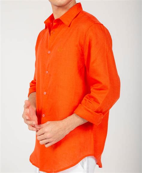 قميص كتان برتقالي