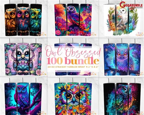 100 Owl Tumbler Bundle 20 Oz Skinny Tumbler Sublimation Design Bri