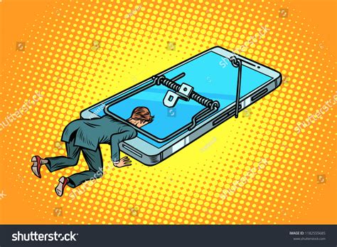Man Trapped Mousetrap Smartphone Phone Comic Stock Vector Royalty Free
