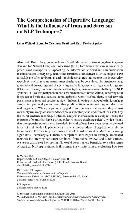 Pdf The Comprehension Of Figurative Language What Is The Influence Of Irony And Sarcasm On