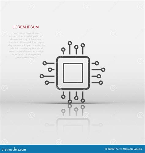 Computer Cpu Icon In Flat Style Circuit Board Vector Illustration On White Isolated Background