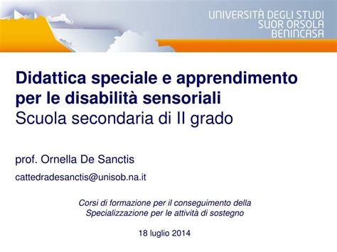 PPT Didattica speciale e apprendimento per le disabilità sensoriali