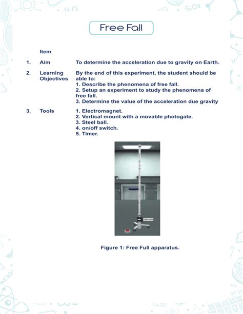 Free Fall Lab Manual Gravity Experiment