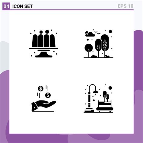 Solid Glyph Pack Of 4 Universal Symbols Of Baked Hand Cakes Nature Money Editable Vector Design