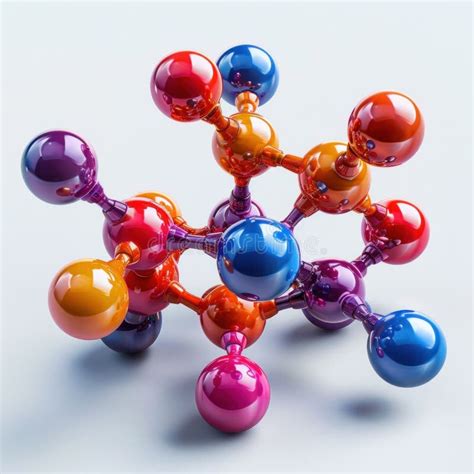 Colorful Molecular Structure On White Background Generative Ai Stock Illustration