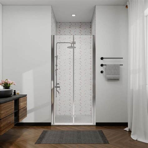 Angeles Home 34 35 3 8 In W X 72 In H Bi Fold Semi Frameless Shower