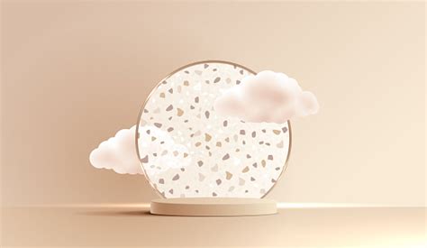 화장품 밝은 갈색 배경과 제품 프리젠 테이션 브랜딩 및 포장을위한 프리미엄 연단 디스플레이 배경의 구름 스튜디오 무대 벡터 설계