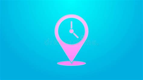 Línea Beige rosado Ubicación Con El Icono Del Reloj Aislado En