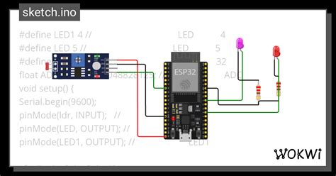 โปรแกรมควบคุม Led ที่เชื่อมต่อกับ Esp32 Wokwi Esp32 Stm32 Arduino