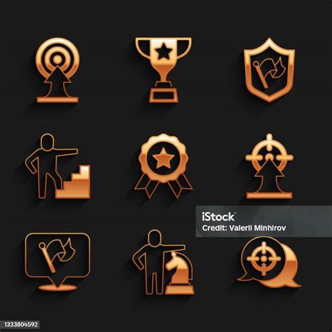 마무리 플래그 방패와 화살표 아이콘 세트 메달 체스 대상 깃발 계단 벡터 3위에 대한 스톡 벡터 아트 및 기타 이미지 3위 개념 검은색 Istock