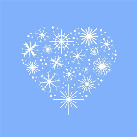 Snowflake Pattern Shaped Like Heart Of Love On Subtle Blue Background