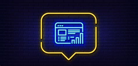 Web Report Line Icon Column Graph Sign Neon Light Speech Bubble
