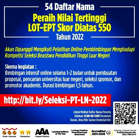 54 Daftar Nama Peraih Nilai Tertinggi Lot Ept Skor Diatas 550 Tahun 2022
