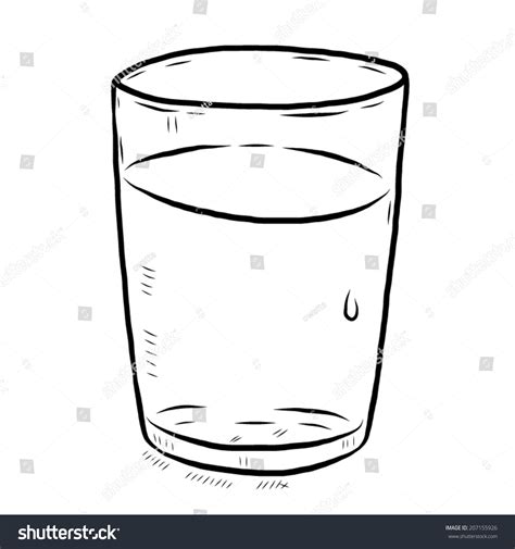 Glass Water Cartoon Vector Illustration Black Stock Vector 207155926