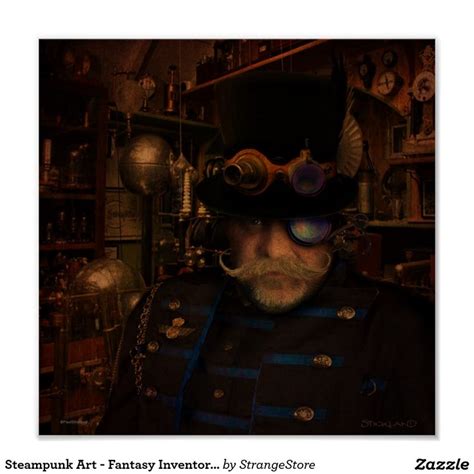 Steampunk Art Fantasy Inventor Captain Sean Poster Zazzle