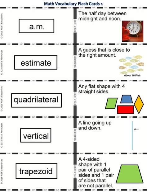 Math Vocabulary Flash Cards Bundle Grades 2 4 Print And Digital Versions