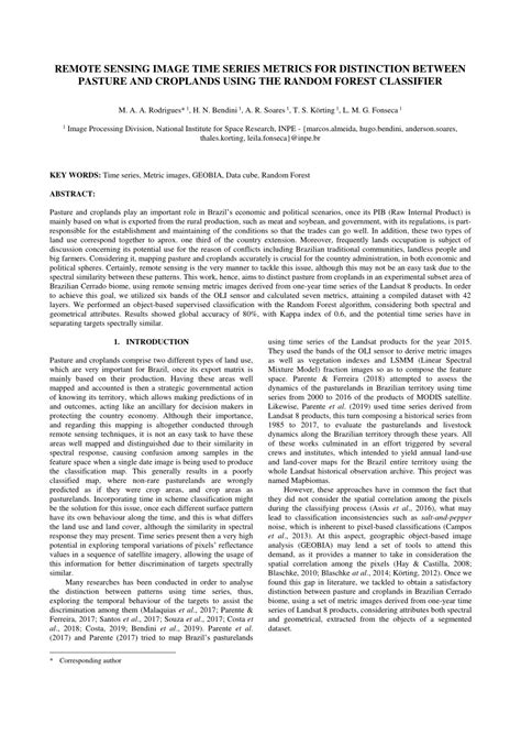 Pdf Remote Sensing Image Time Series Metrics For Distinction Between Pasture And Croplands