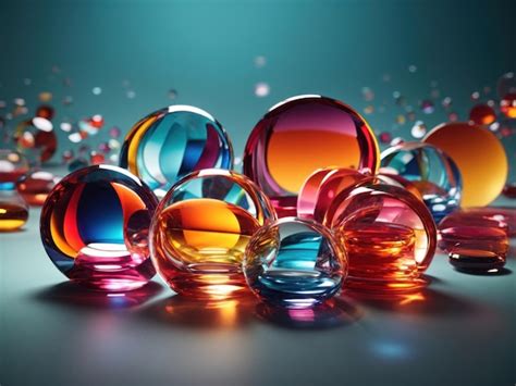 Premium Ai Image Glass Circle Shapes With Colorful Reflections Composition 3d Rendering