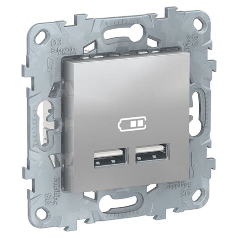 UNICA NEW розетка USB, 2-местная, тип А+А, 5 В / 2100 мА, алюминий ...