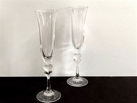 Vintage Gorham Amore Crystal Fluted Champagne Glasses Set Of Etsy
