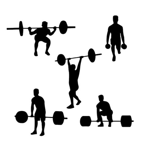 Siluetas De Un Hombre Haciendo Ejercicio Vector Premium