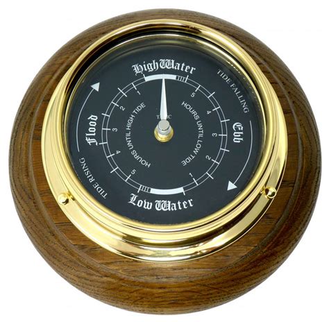Handmade Prestige Tide Clock In Solid Brass With A Jet Black Dial Mou