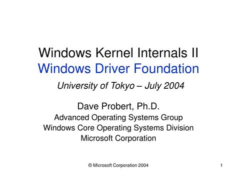 Ppt Windows Kernel Internals Ii Windows Driver Foundation University