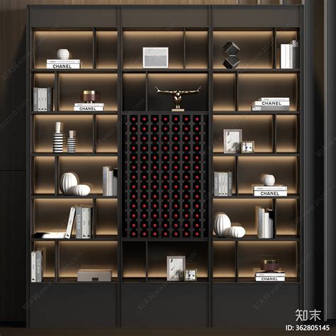 新中式实木装饰酒柜su模型下载【id362805145】知末su模型网